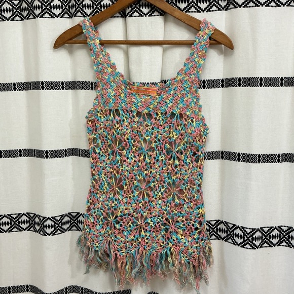 Cocolozo | Tops | Cocolulu Y2k Crochet Tank Top Boho Festival Knit ...